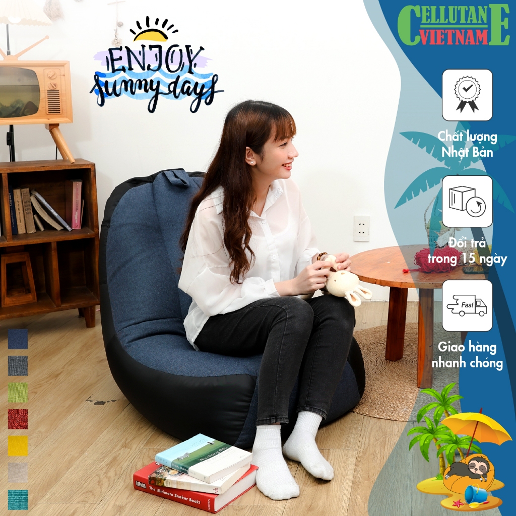 Ghế sofa lười hạt xốp CAMP Cellutane, Vải cán gòn - Vải lanh nhập khẩu cao cấp, hạt xốp 2-3mm ...