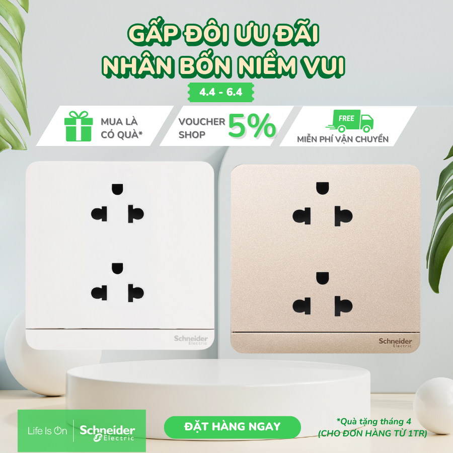 Bộ ổ cắm đôi 3 chấu vuông 16A dòng AvatarON - Schneider Electric ...
