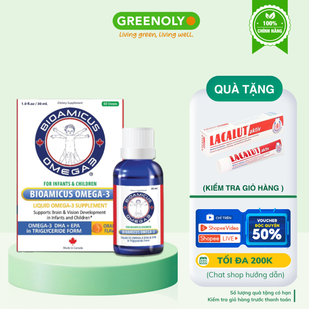 BioAmicus OMEGA 3 Bổ Sung DHA Giúp Bé Thông Minh, Sáng Mắt, Vị Ngon Độc ...