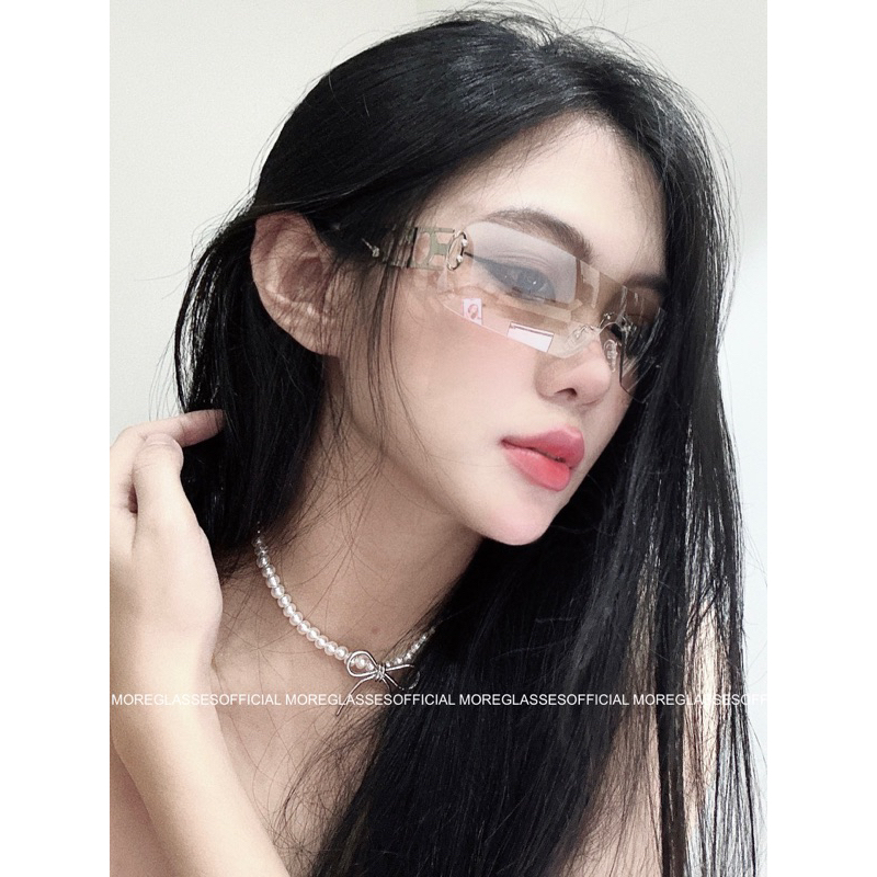 Kính mát có sẵn HOẢ TỐC Moreglasses không gọng phong cách thời trang Y2K Punk 2023 tròng kính ...