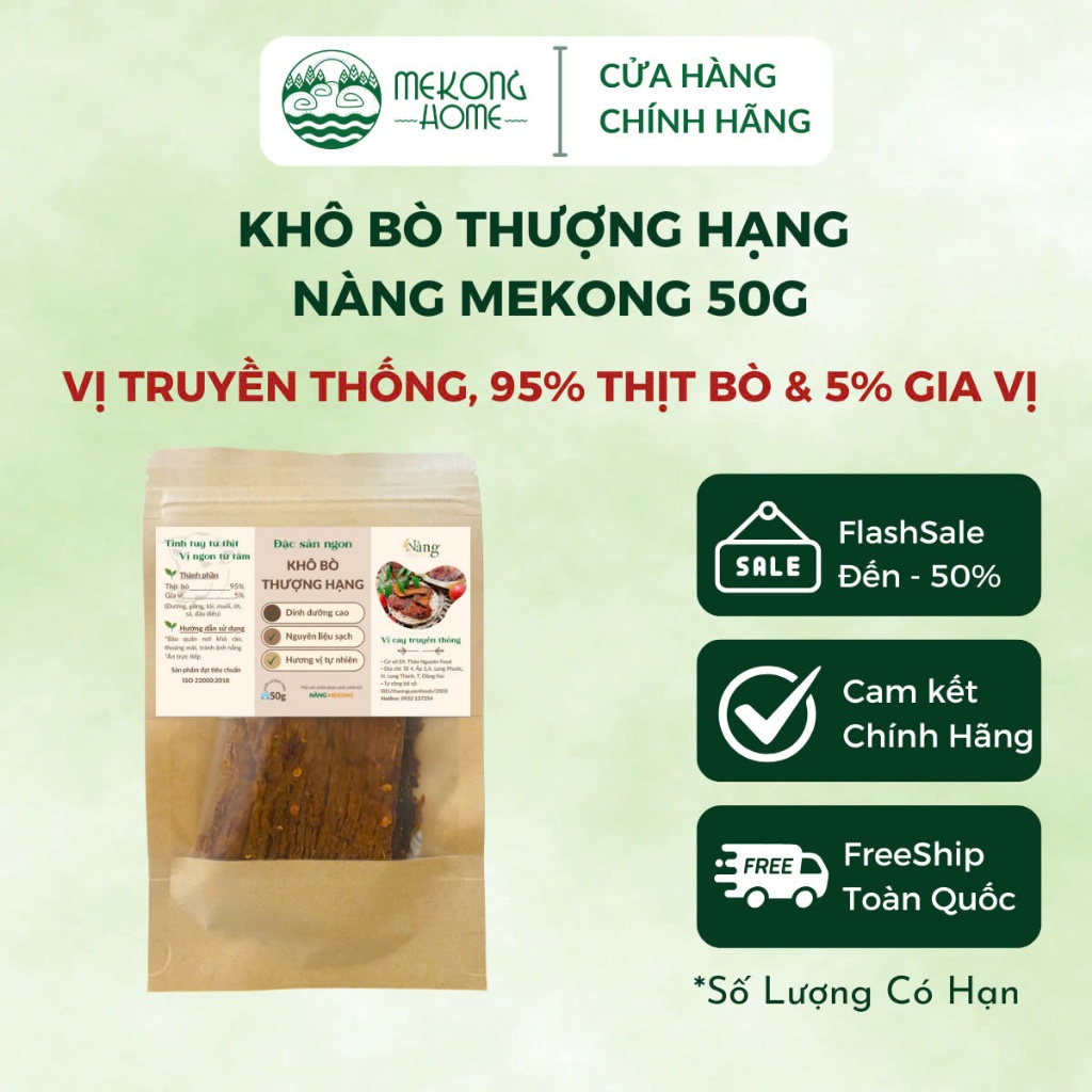 Khô Bò Thượng Hạng Nàng Mekong 50G | Shopee Việt Nam
