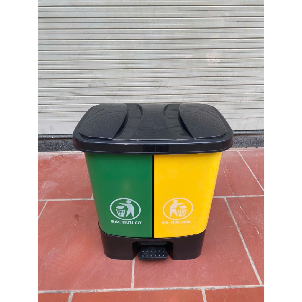 Thùng rác nhựa 2 ngăn dung tích 40L phân loại rác thải, Thùng rác thông ...