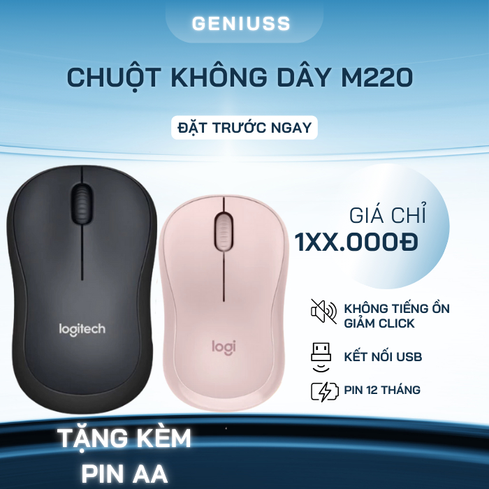 Chuột Không Dây Logitech Silent M220 Phiên Bản 2025 - Giảm Ồn, Kết Nối ...