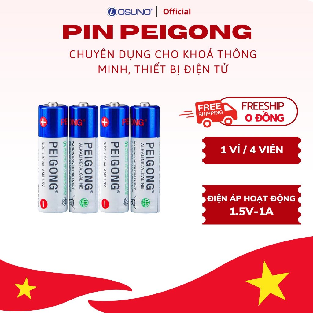 [VỈ 4 PIN PEIGONG] Chính hãng, chuyên dụng cho Khóa cửa vân tay, khóa điện tử | Shopee Việt Nam
