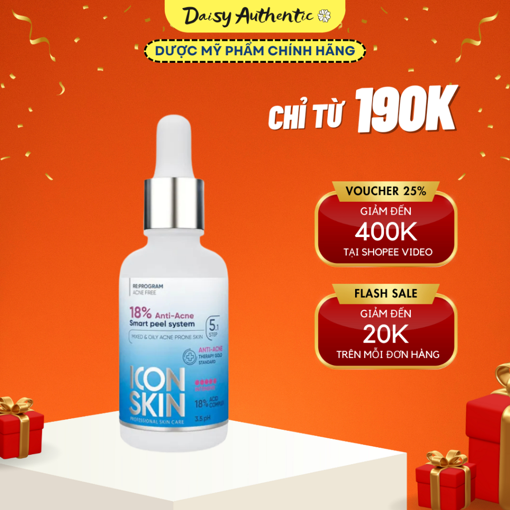 Peel Icon Skin 18% Anti-Acne Smart peel system 30ml - Peel không bong ...