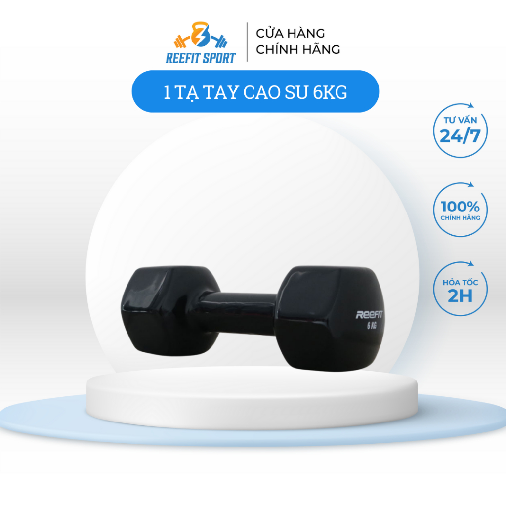 Tạ tay cao su 6kg Reefit màu đen (Reefit Sport) | Shopee Việt Nam