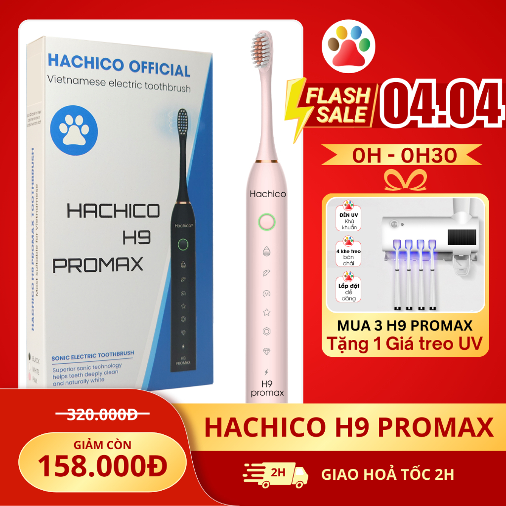 Bàn chải điện Hachico H9 Promax, đánh răng điện tự động chăm sóc răng miệng theo công nghệ châu ...