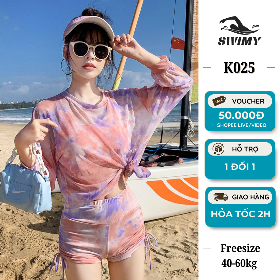 [K025] Đồ bơi nữ 3 mảnh kèm áo mặc ngoài kín đáo co giãn 4 chiều SWIMY | Shopee Việt Nam