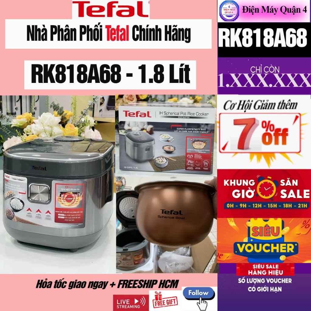 RK818A68 -- Nồi cơm cao tần Tefal 1.8 lít RK818A68 - Cam kết chính hãng | Shopee Việt Nam