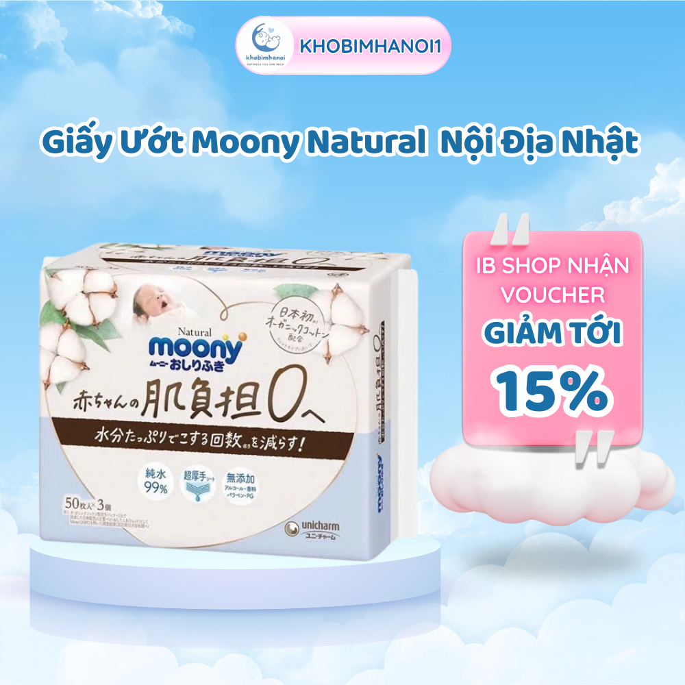 Combo 3 Gói Giấy Ướt Moony Natural - Akachan Nội Địa Nhật 40 tờ không mùi | Shopee Việt Nam