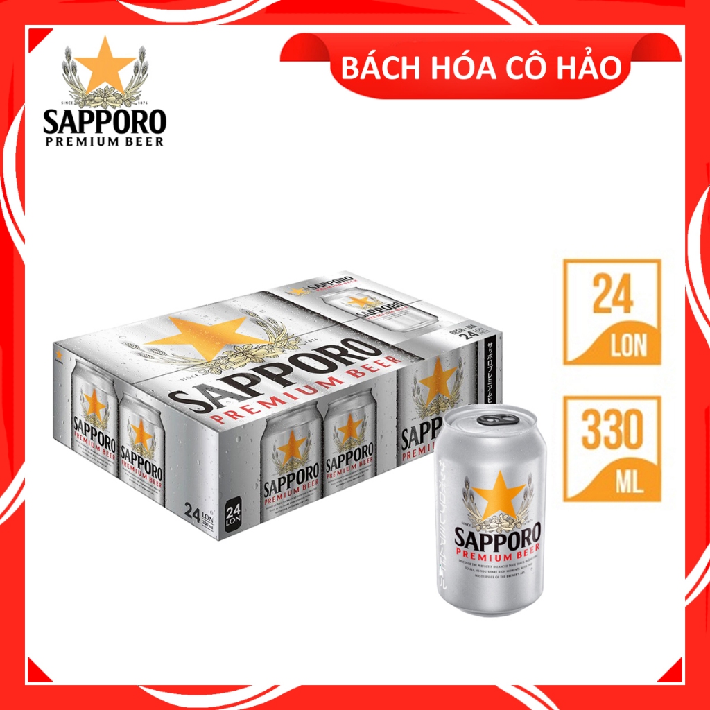 THÙNG 24 LON BIA SAPPORO PREMIUM BEER 330ML | Shopee Việt Nam
