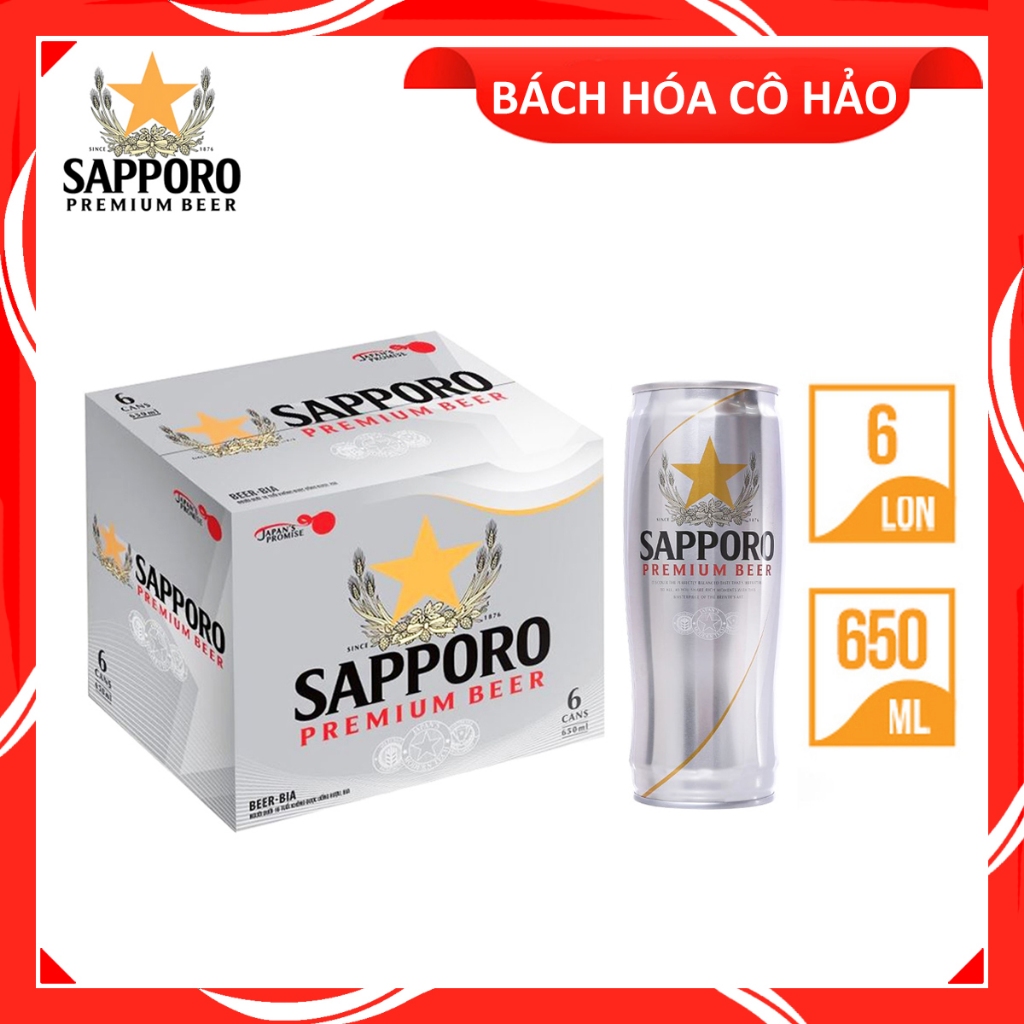 THÙNG 6 LON BIA SAPPORO PREMIUM BEER 650ML | Shopee Việt Nam