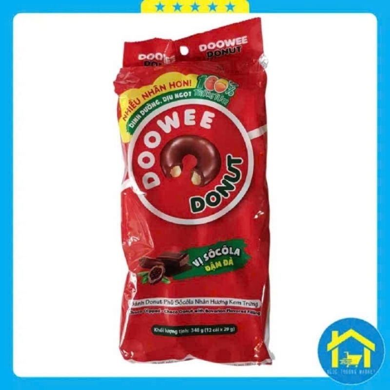 Bánh kem nhân socola Doowee Donut 348g × 10 cái | Shopee Việt Nam