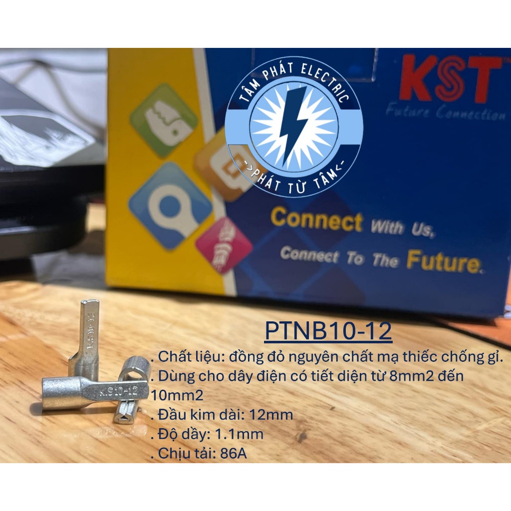 Đầu Cosse pin trần KST PTNB10-12 | Cos đặc 10mm², đầu cắm dây điện, đồng mạ thiếc, cosse pin đặc ...