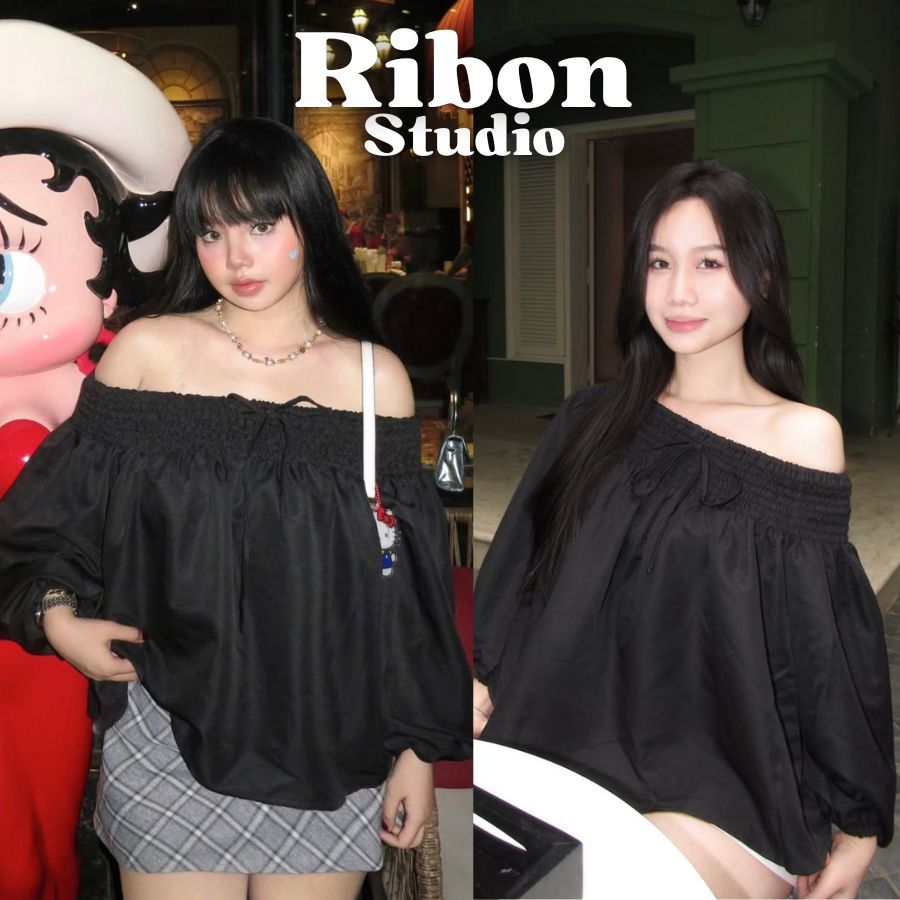 [HOẢ TỐC HCM-Sẵn-Đang về thêm màu] Áo Trễ Vai RIBON nhún cổ phối bèo ...