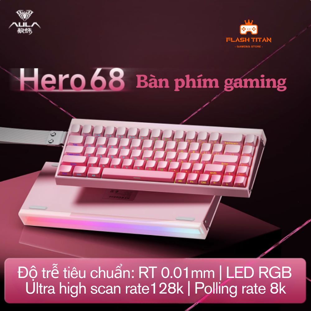Bàn Phím Cơ Gaming Aula Hero 68 HE - Rapid Trigger - Switch Nam Châm 8k Polling Rate - RT 0.01mm ...