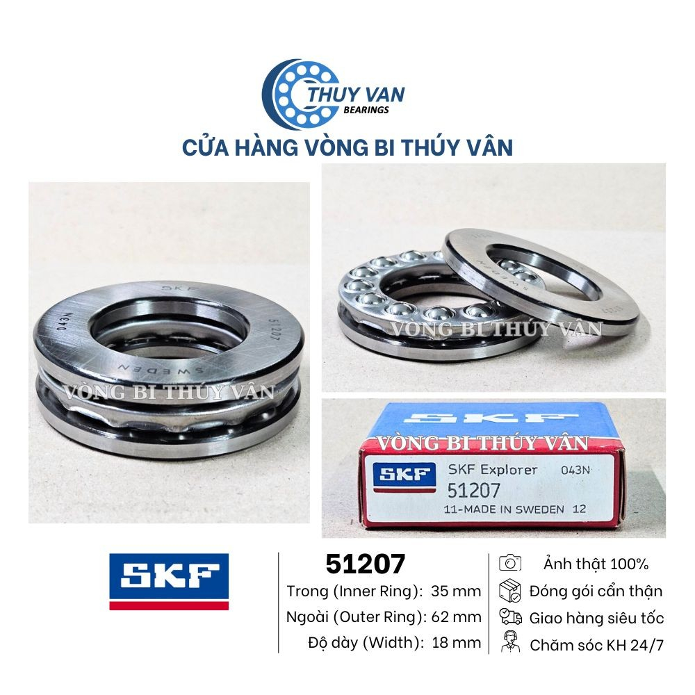 Vòng bi bạc đạn chà, tỳ, đẩy, chặn trục hạt tròn 51207 51208 51209 hãng ...
