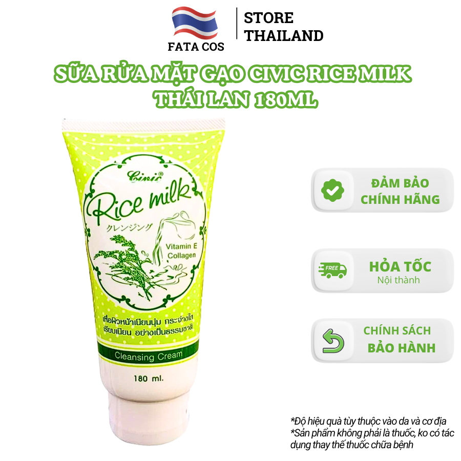 Sữa rửa mặt gạo Civic Rice Milk Thái Lan 180ml fata co's | Shopee Việt Nam