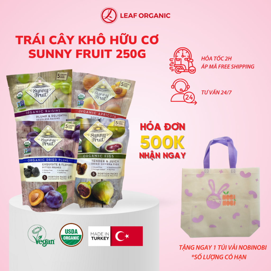 Trái cây khô hữu cơ Sunny Fruit (Mận khô/ Nho khô/ Mơ khô/ Sung khô ...