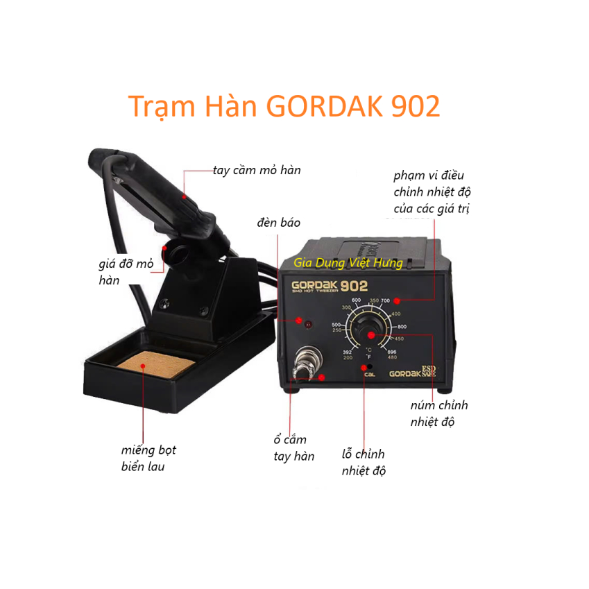 Trạm hàn, máy hàn, tay hàn có thể điều chỉnh nhiệt độ GORDAK 902 SMD | Shopee Việt Nam