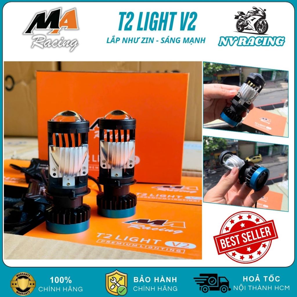 T2 Light V2, Đèn Pha Led Bi Cầu T2 Light Ver 2 Ma Racing Siêu Sáng Tản ...