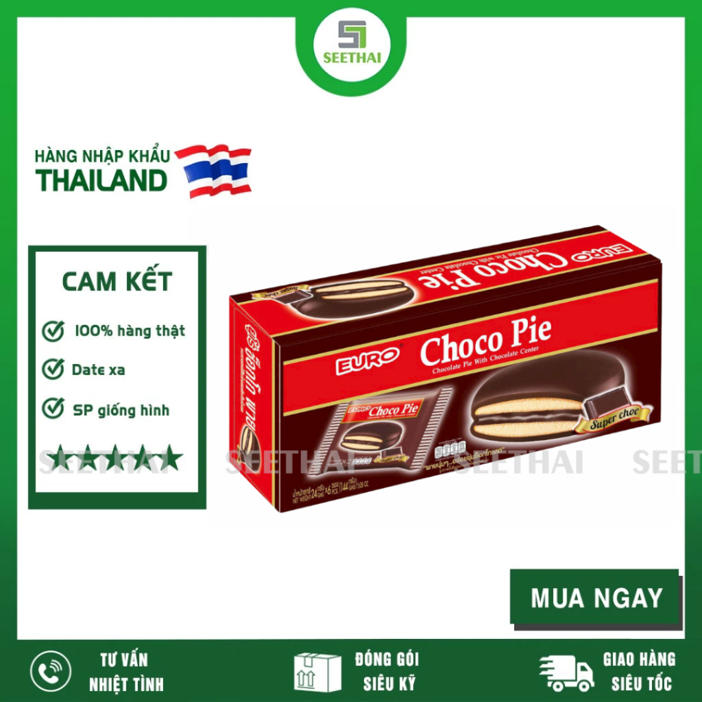 Bánh bông lan Euro Choco Pie nhân socola | Shopee Việt Nam