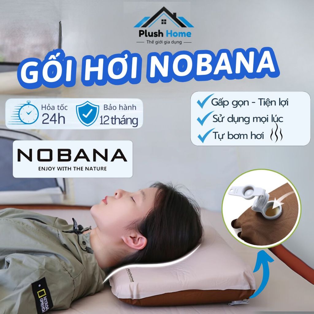 Gối Hơi Tự Phồng Gấp Gọn Chính Hãng Cao Cấp CLS, Gối Ngủ Trưa Vải Cao Cấp Văn Phòng Nobana ...