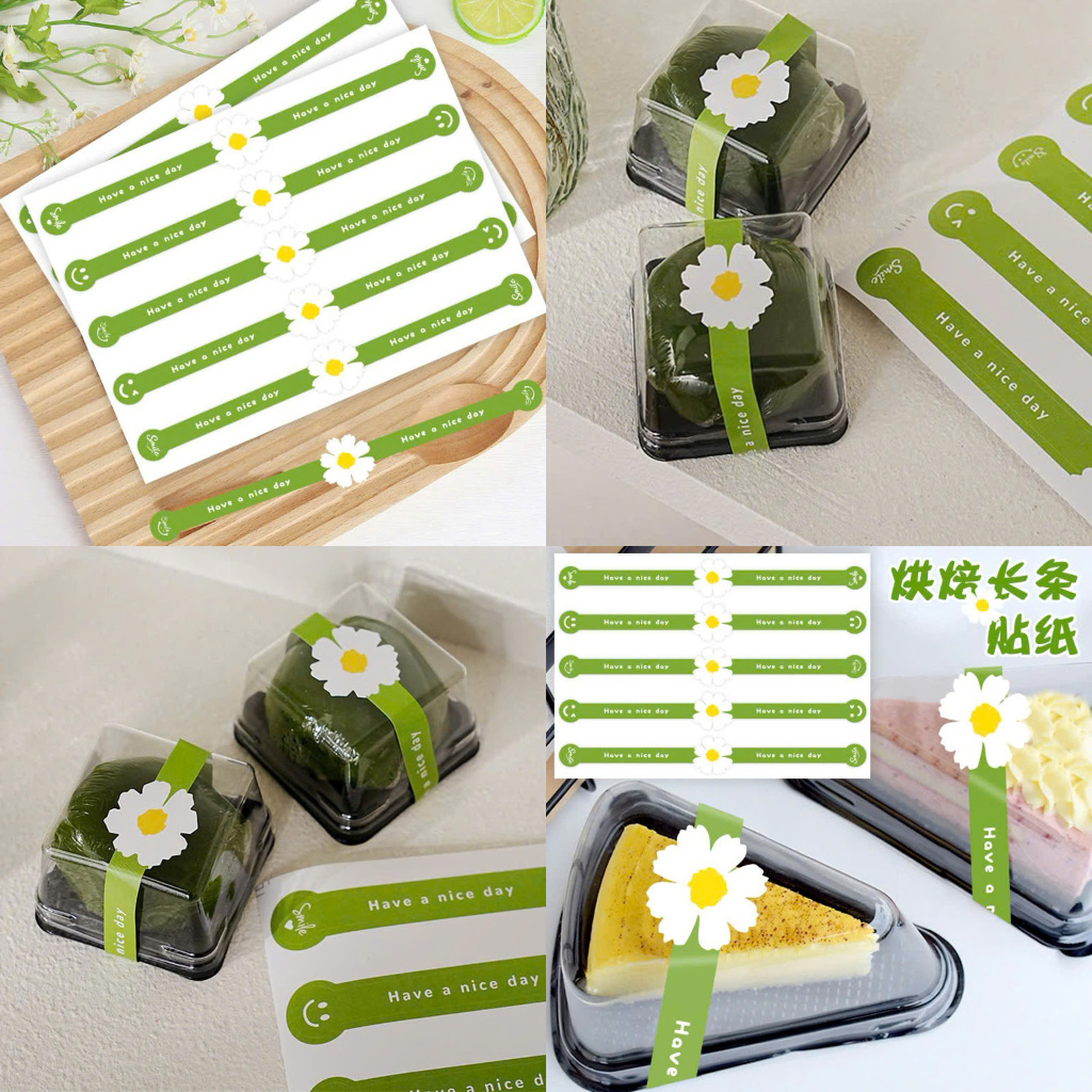 50 Tem niêm phong dán cố định nắp hộp bánh - tem dán dễ thương hình Hoa ...