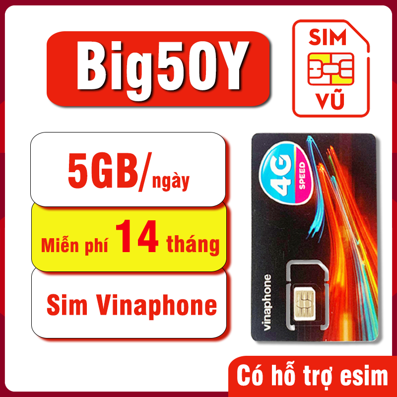 Sim 4G Vinaphone- Mobifone Big50y -Thaga60 -TD49 -Happy -D500 -U1500, không giới hạn dung lượng ...