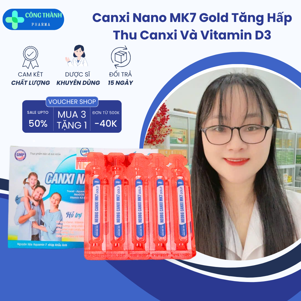 Canxi Nano MK7 Gold Bổ Sung, Tăng Cường Cường Hấp Thu Canxi Và Vitamin D3 Cho Xương Khỏe Mạnh ...
