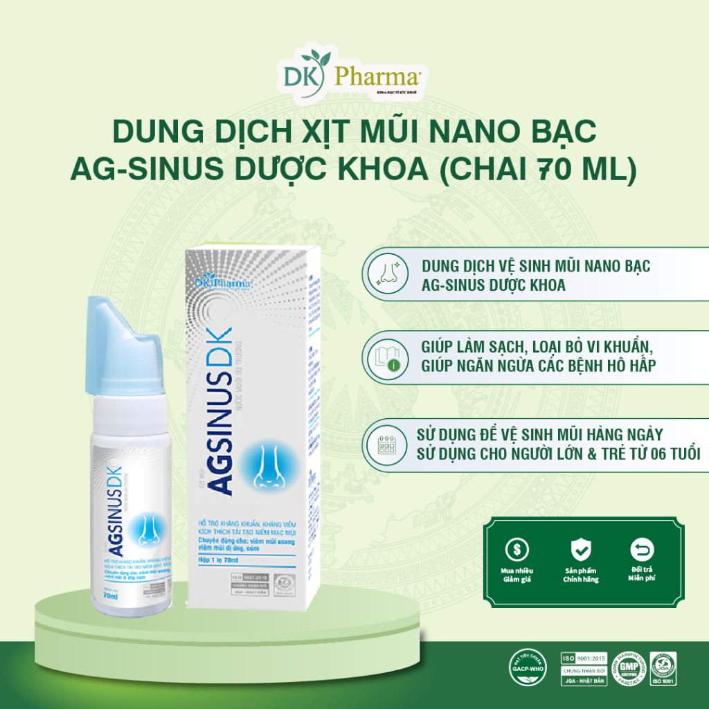 [Chai 70 Ml] Dung dịch Xịt mũi nano bạc Agsinus Dược Khoa | Shopee Việt Nam