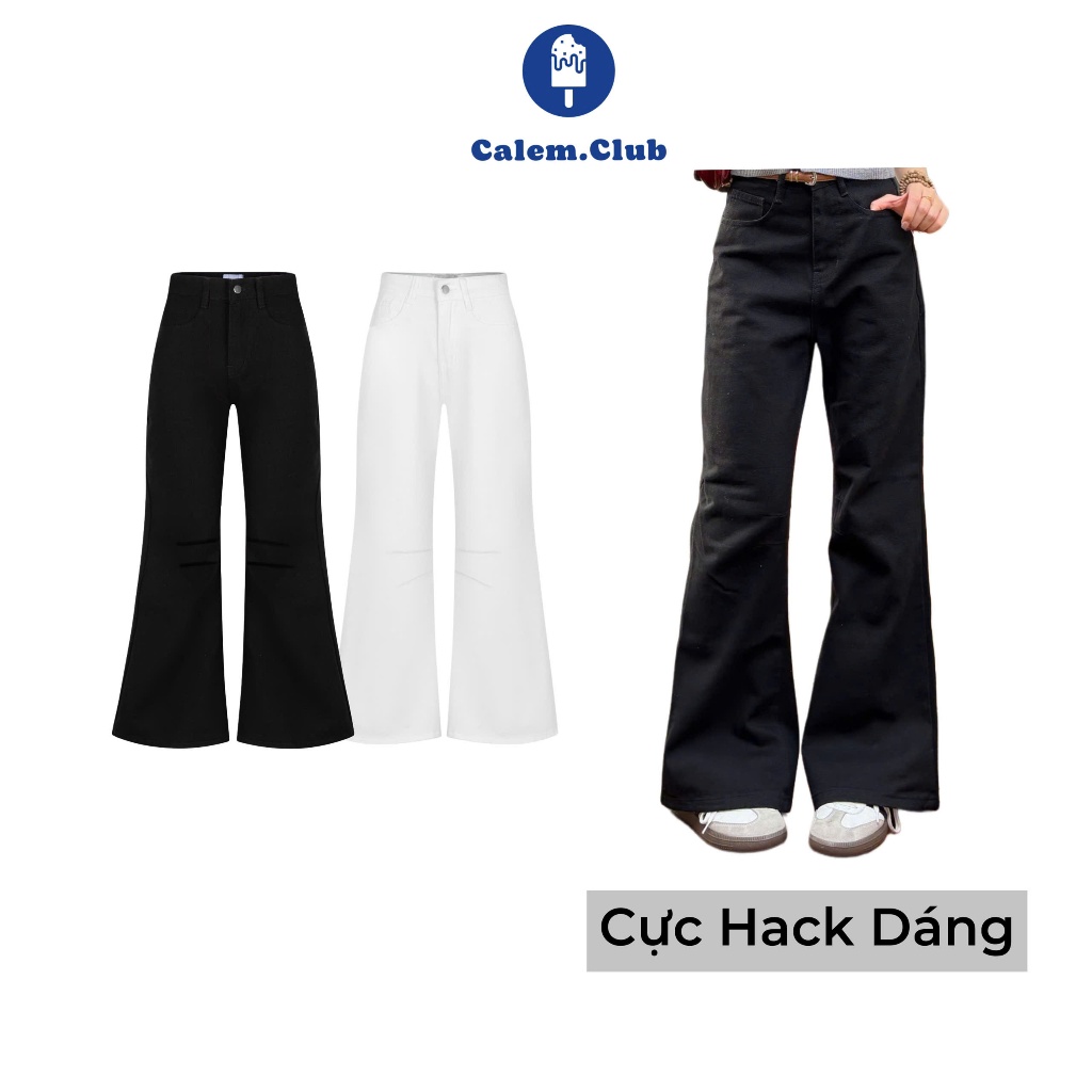Calem club - Quần KAKI JEAN ỐNG LOE dáng dài form ống loe cạp cao tôn ...