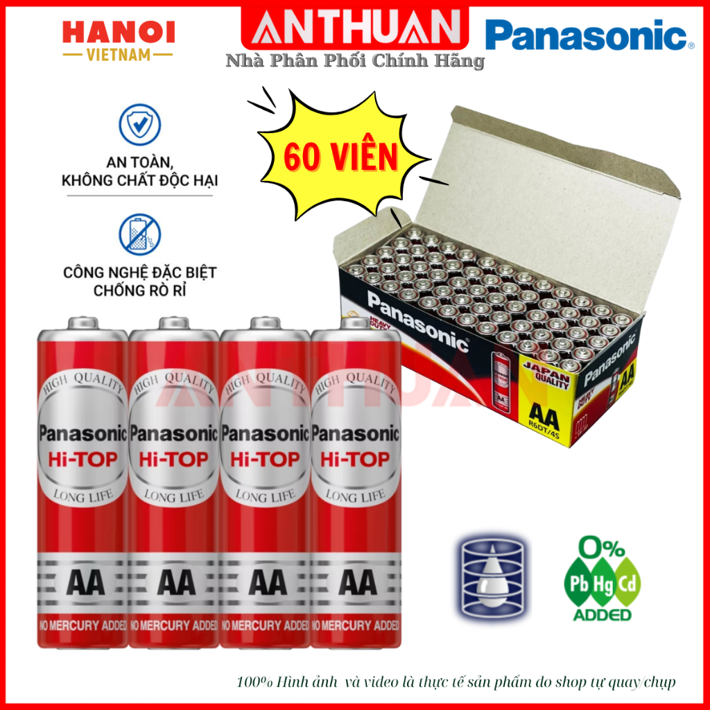 Hộp 60 viên pin AA Panasonic R6DT-4S Pin 2A Tiểu đỏ 1.5V hàng chính ...