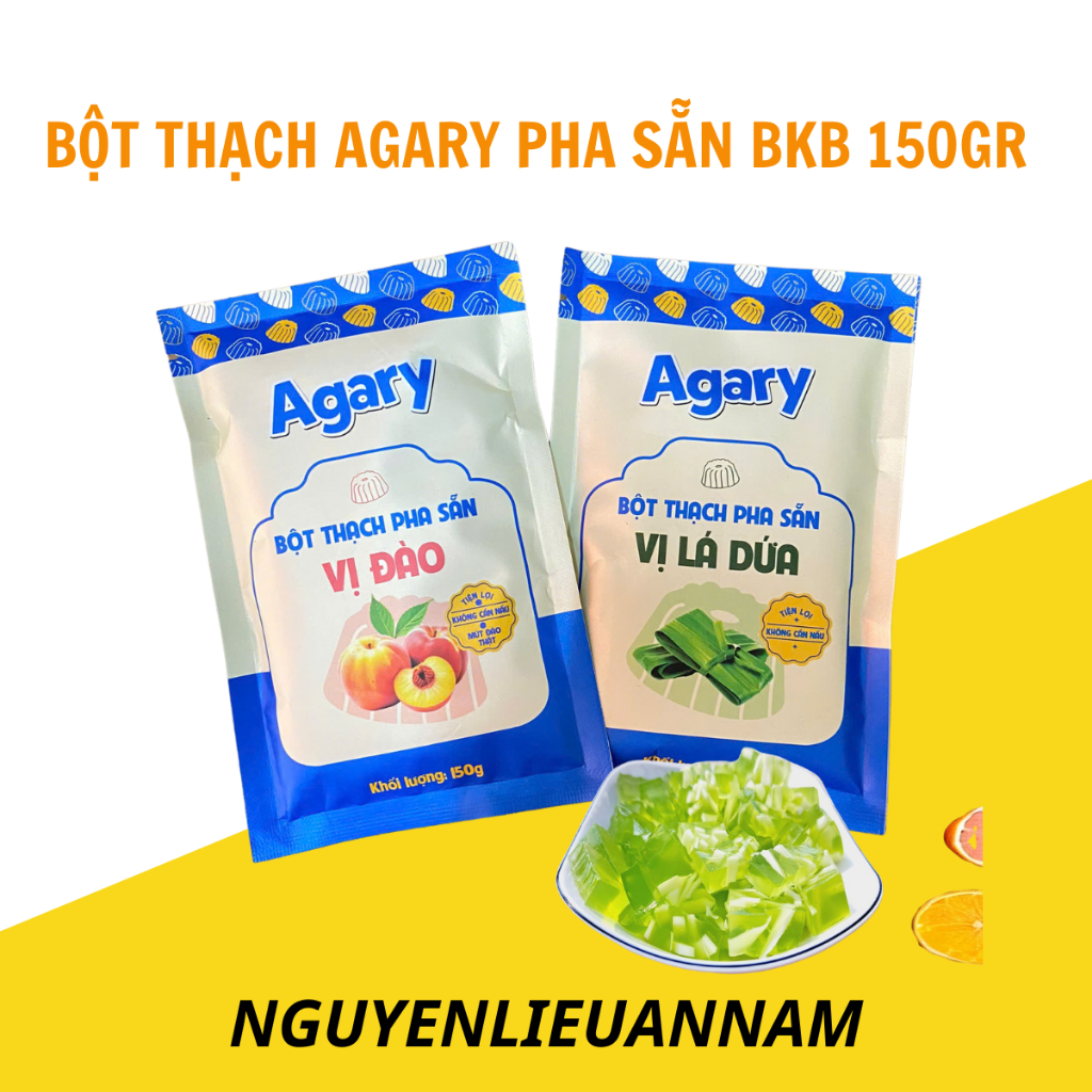 [PHA SẴN] BỘT THẠCH AGARY PHA SẴN BKB vị đào, lá dứa 150gr làm thạch ...