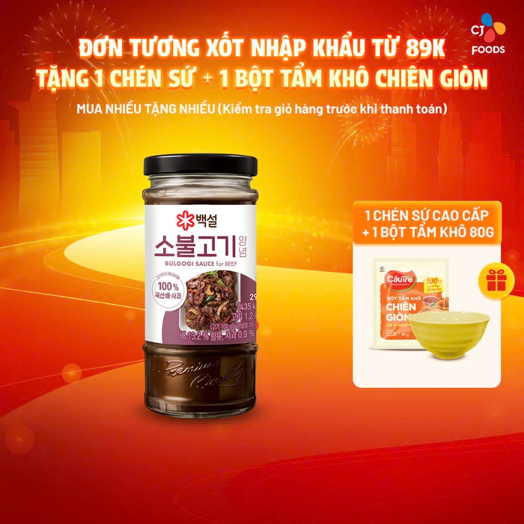 [Tặng 1 chén và 1 bột tẩm khô] Thùng 20 chai Xốt ướp thịt nướng Hàn Quốc Beksul vị Bulgogi Bò ...