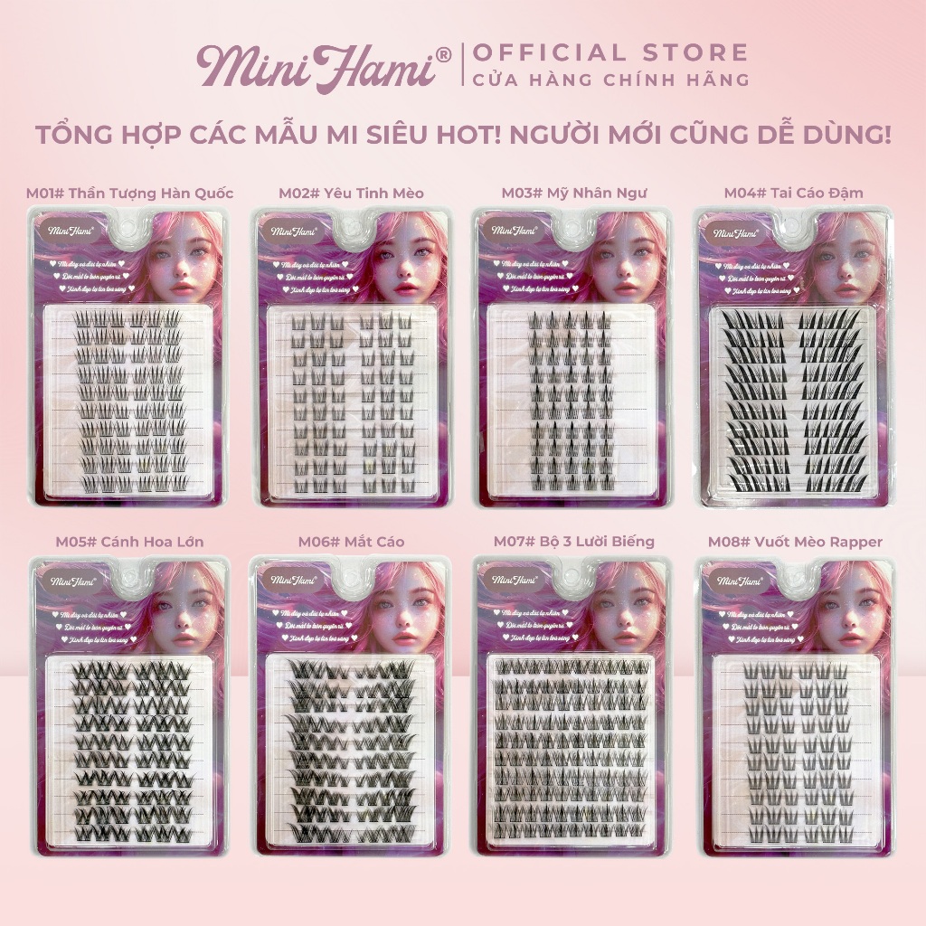 Mi giả tách sợi Mini Hami tổng hợp các mẫu mi cụm Anime cơ bản | Shopee ...