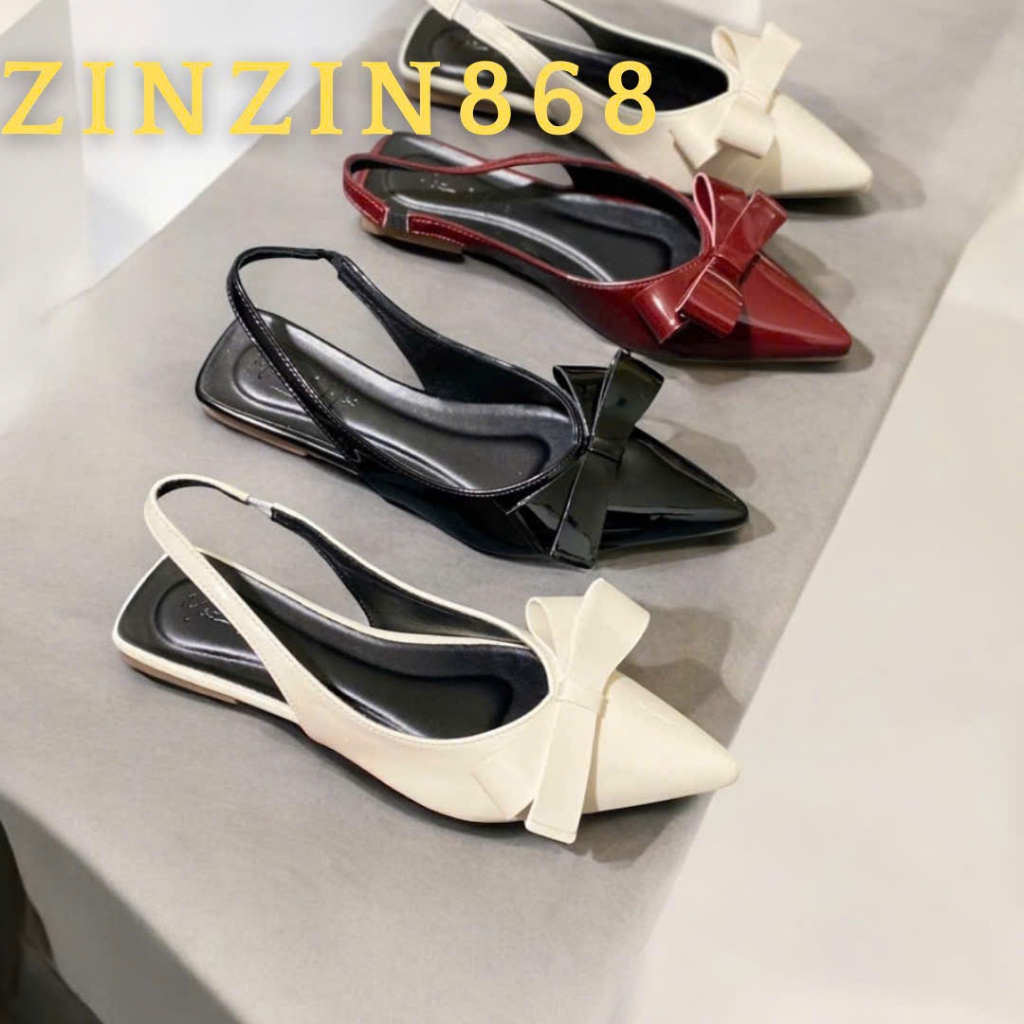 ( chân mỏng lùi size) MS218- SANDAL BỆT MŨI NHỌN NƠ BÔNG đế dẻo | Shopee Việt Nam