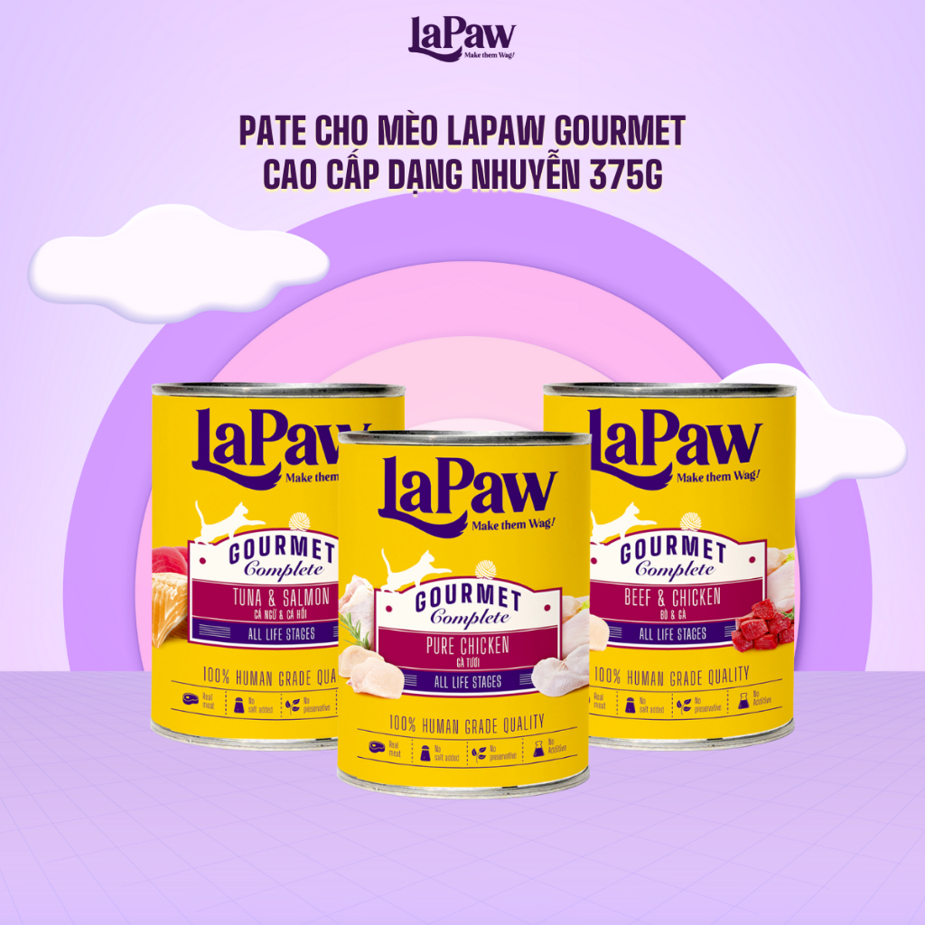 laPaw Gourmet Pate thức ăn hoàn chỉnh cho mèo mọi lứa tuổi 375G ...