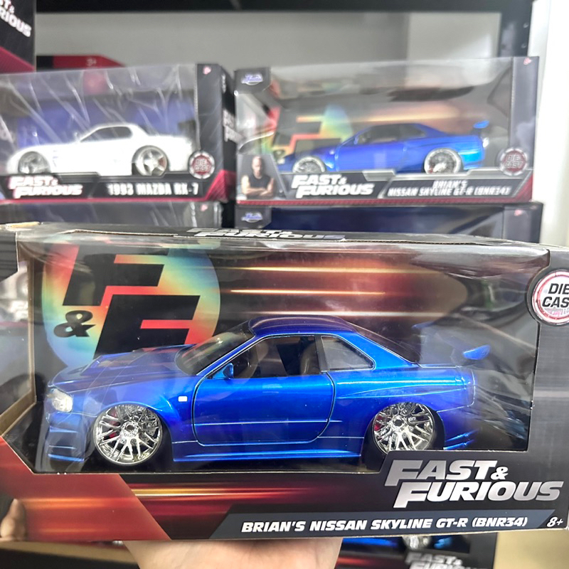 Mô Hình Xe Brians Nissan Skyline R34 Fast And Furious Tỉ Lệ 124 Hãng 8898