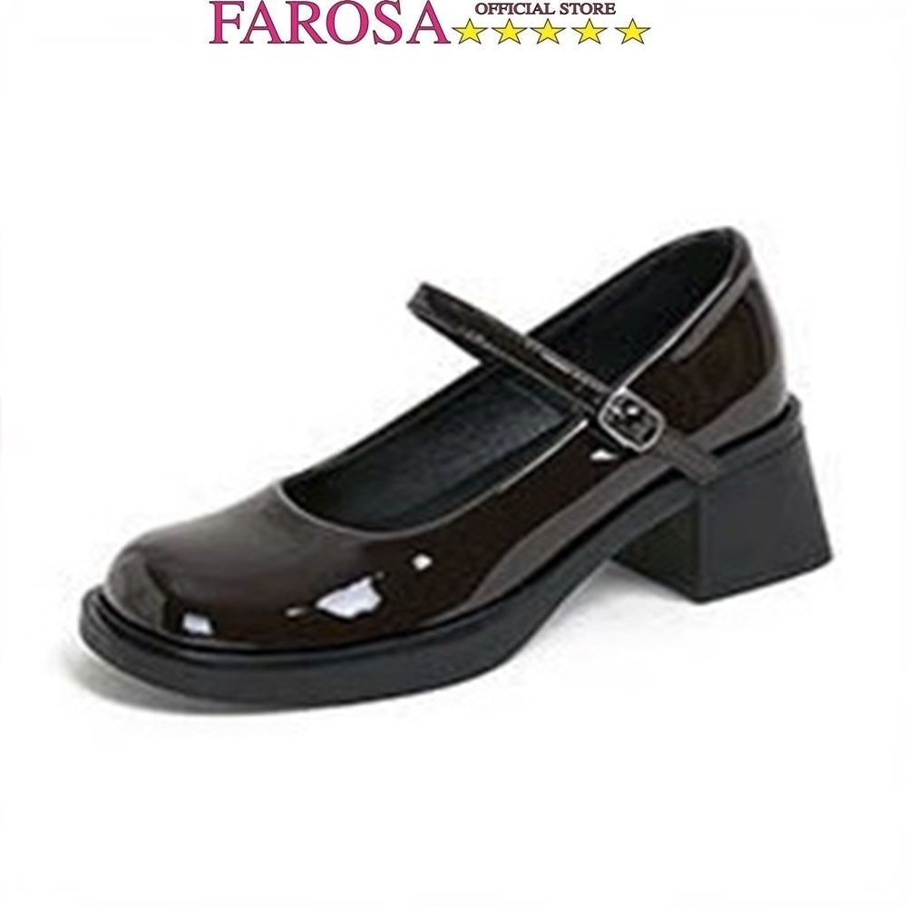 Giày Lolita nữ gót vuông 5cm FAROSA -H108 giày búp bê marry janes da ...