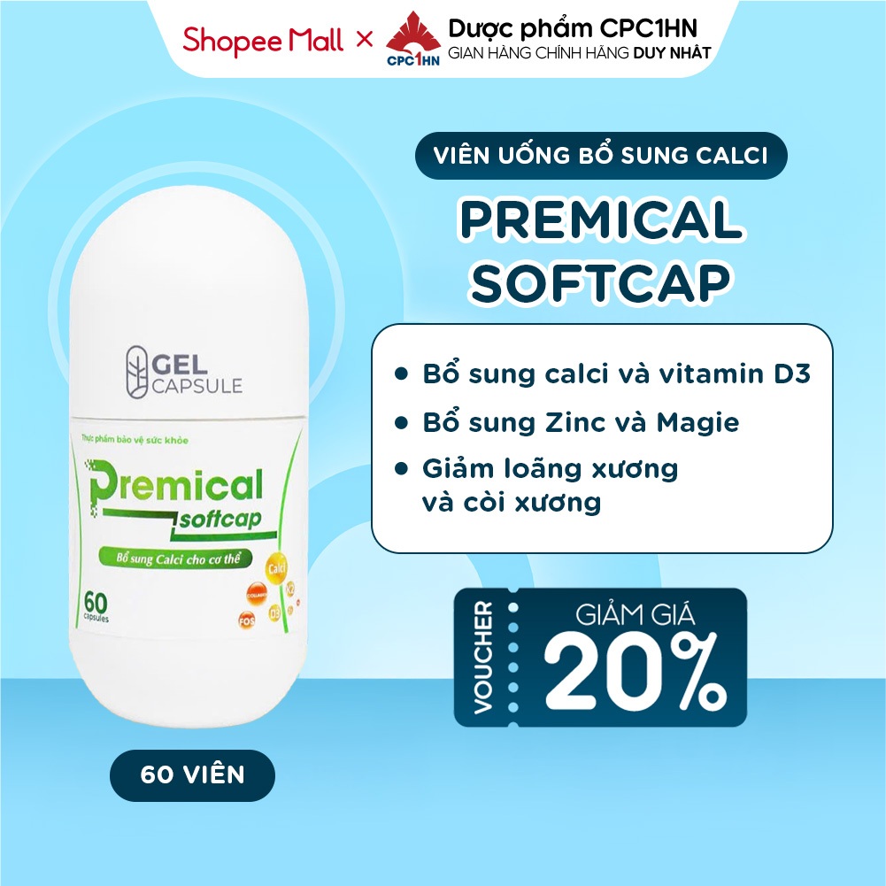 Viên uống bổ sung calci Premical Softcap giảm nguy cơ loãng và còi ...