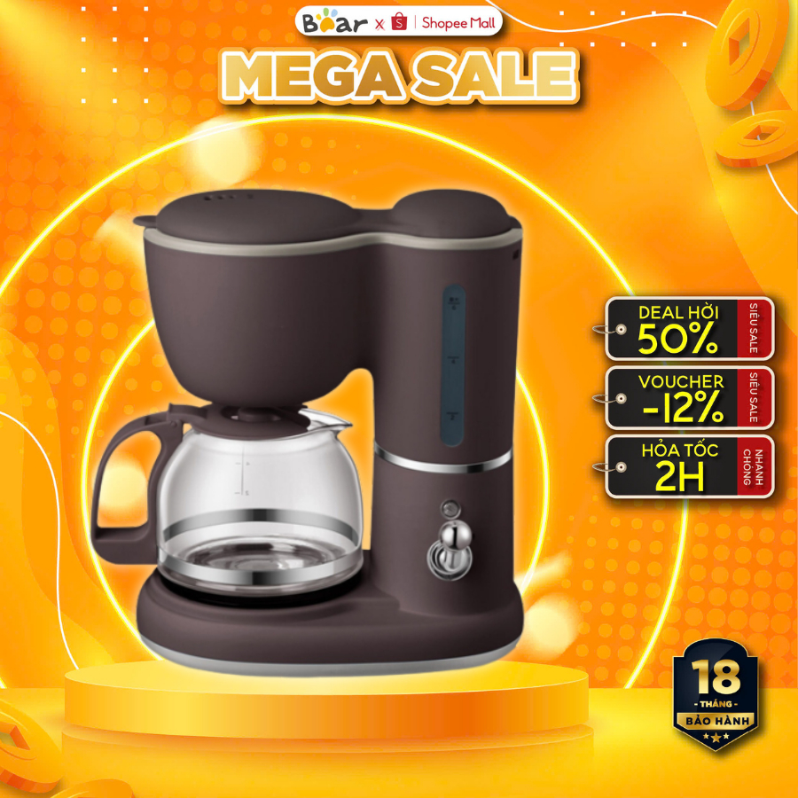 Máy pha cà phê mini 0.6L đa năng BEAR KFJ-A06Q1, 550W, Pha trà, coffee, điều chỉnh đậm nhạt, BH ...