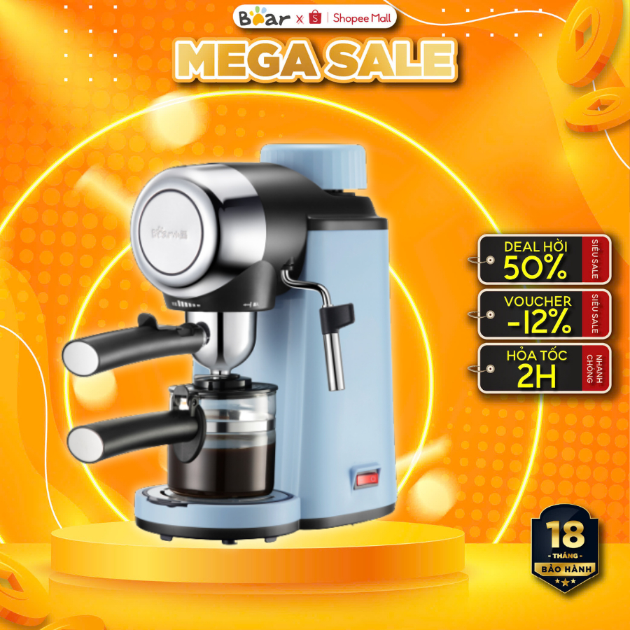 Máy pha cà phê / coffee espresso mini tự động BEAR CF-B20V1 (KFJ-A02N1), 800W, đánh sữa tạo bọt ...
