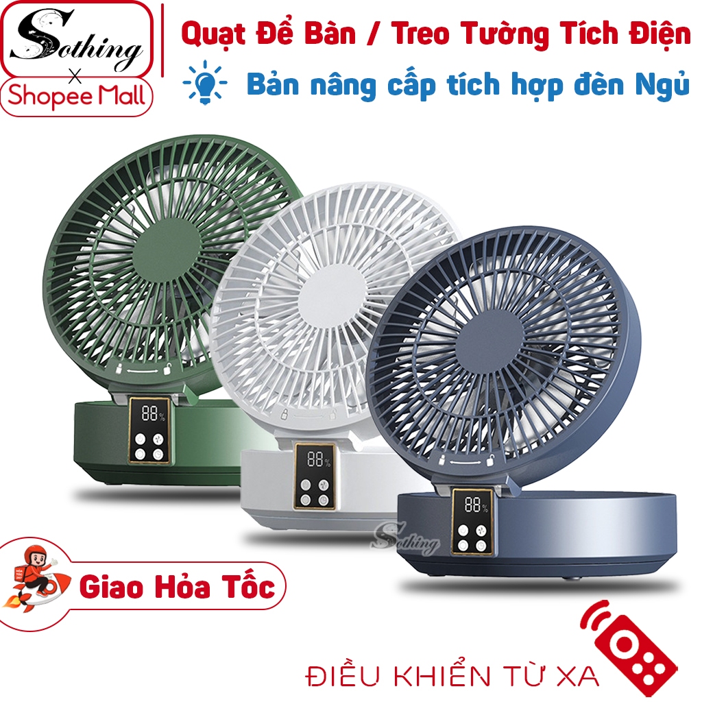 Quạt Để Bàn Tích Điện Sothing Xiangwu JS101 4000mAh - Quạt Treo Tường Mini Có Điều Khiển Từ Xa ...