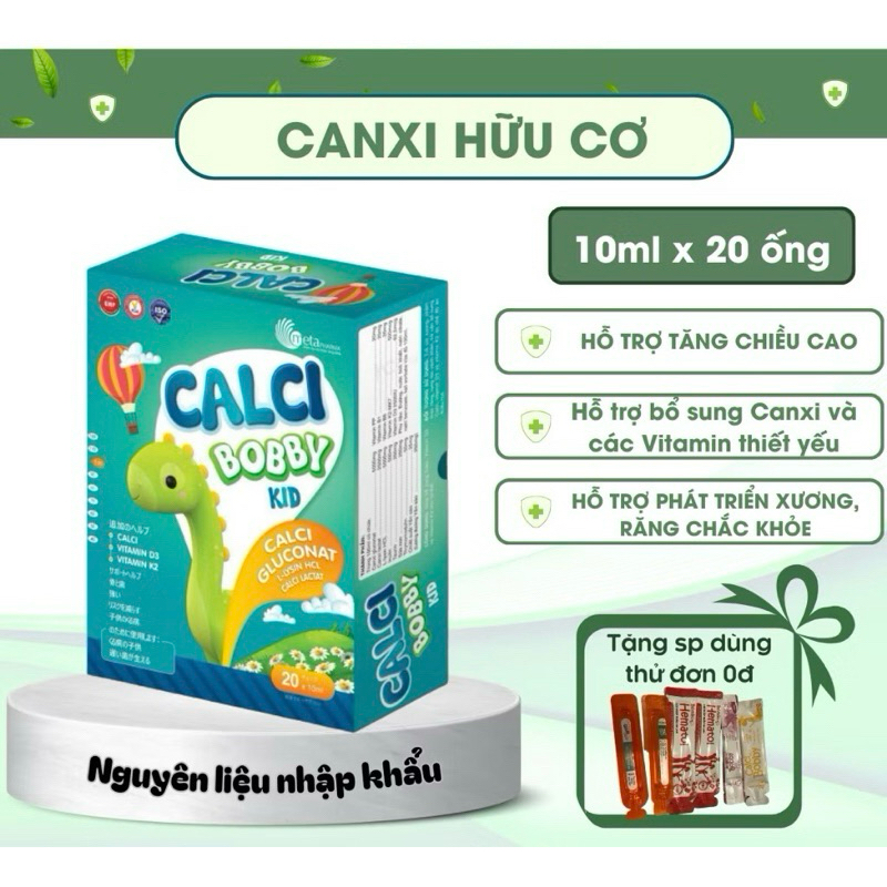 Canxi hữu cơ META PHARMA, Canxi Bobby Kid bổ sung calci lysin D3K2 cho bé giúp con cao lớn - Hộp ...