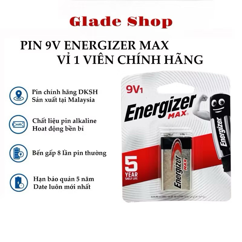 Pin Energizer Max 9V(pin vuông)hàng chính hãng | Shopee Việt Nam