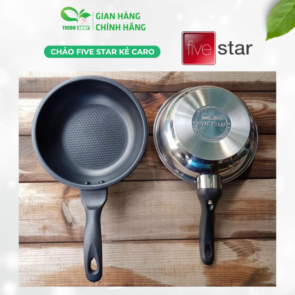 Chảo chống dính Five Star 3 đáy inox Full size Lòng chảo sần, Dùng tốt ...