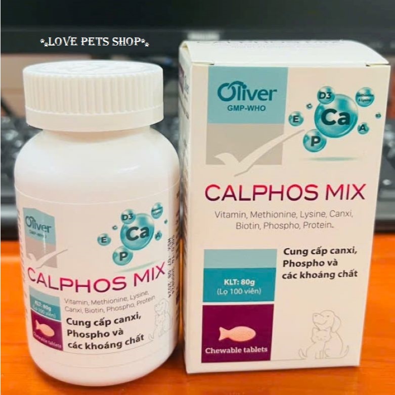 Viên cung cấp canxi, Photpho và khoáng chất cho chó mèo Calphos Mix ...
