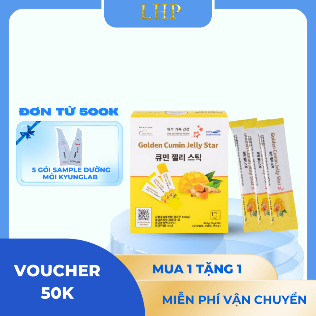 Thạch nghệ nano Golden cumin Jelly star vị xoài - hỗ trợ tiêu hóa, làm ...