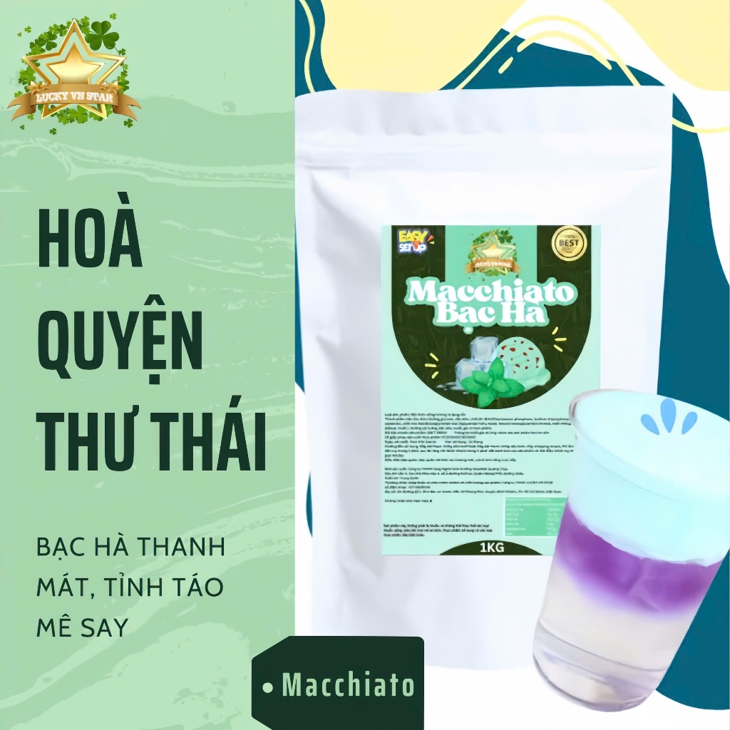 [1kg] Bột kem macchiato vị bạc hà, milk foam, nguyên liệu pha chế trà ...